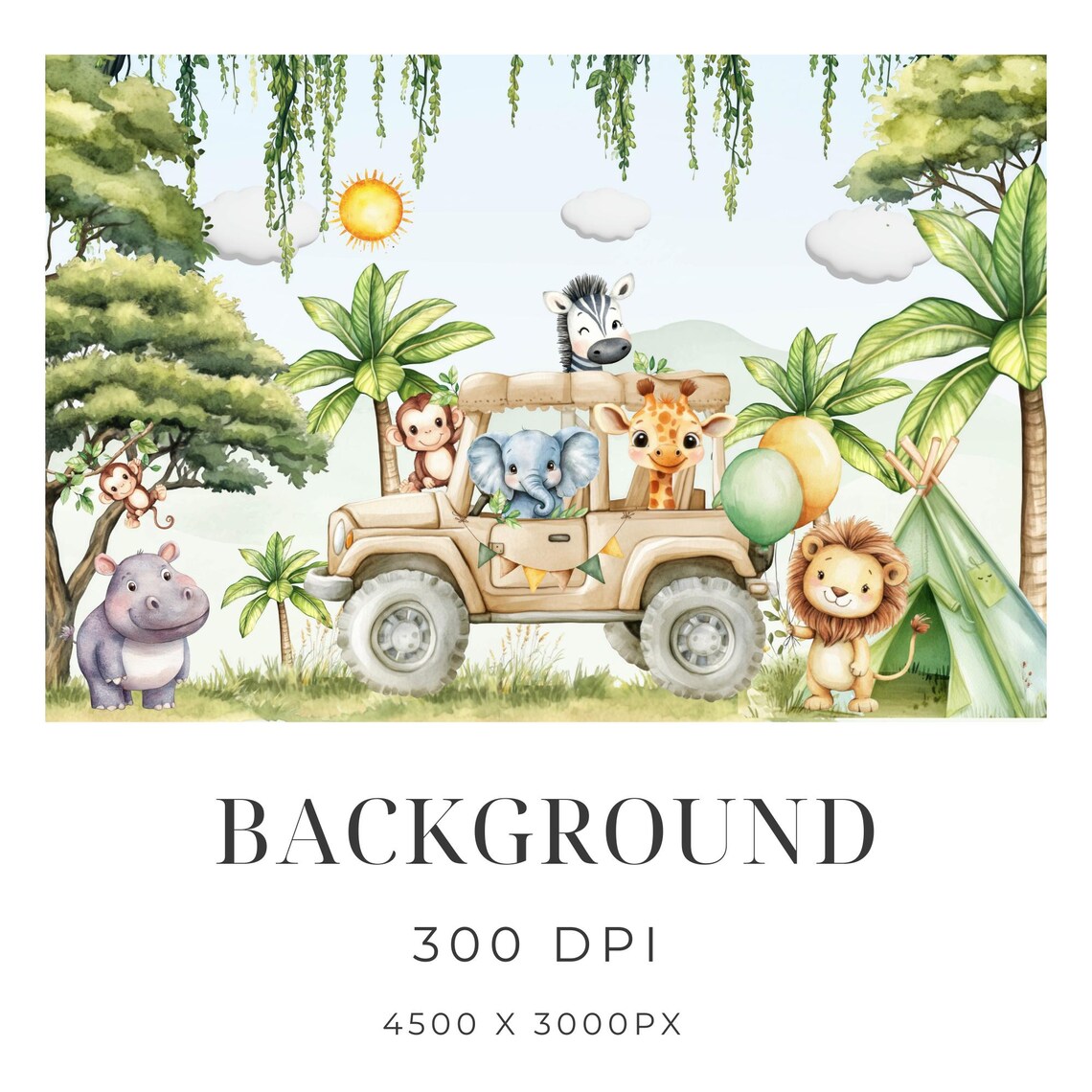 Safari Clipart, Safari Watercolor Clipart, Safari Animals, Jungle ...