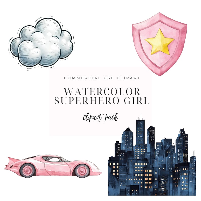 Super Hero Girl Clipart, Pink Super Hero, Watercolor Super Hero Girl ...