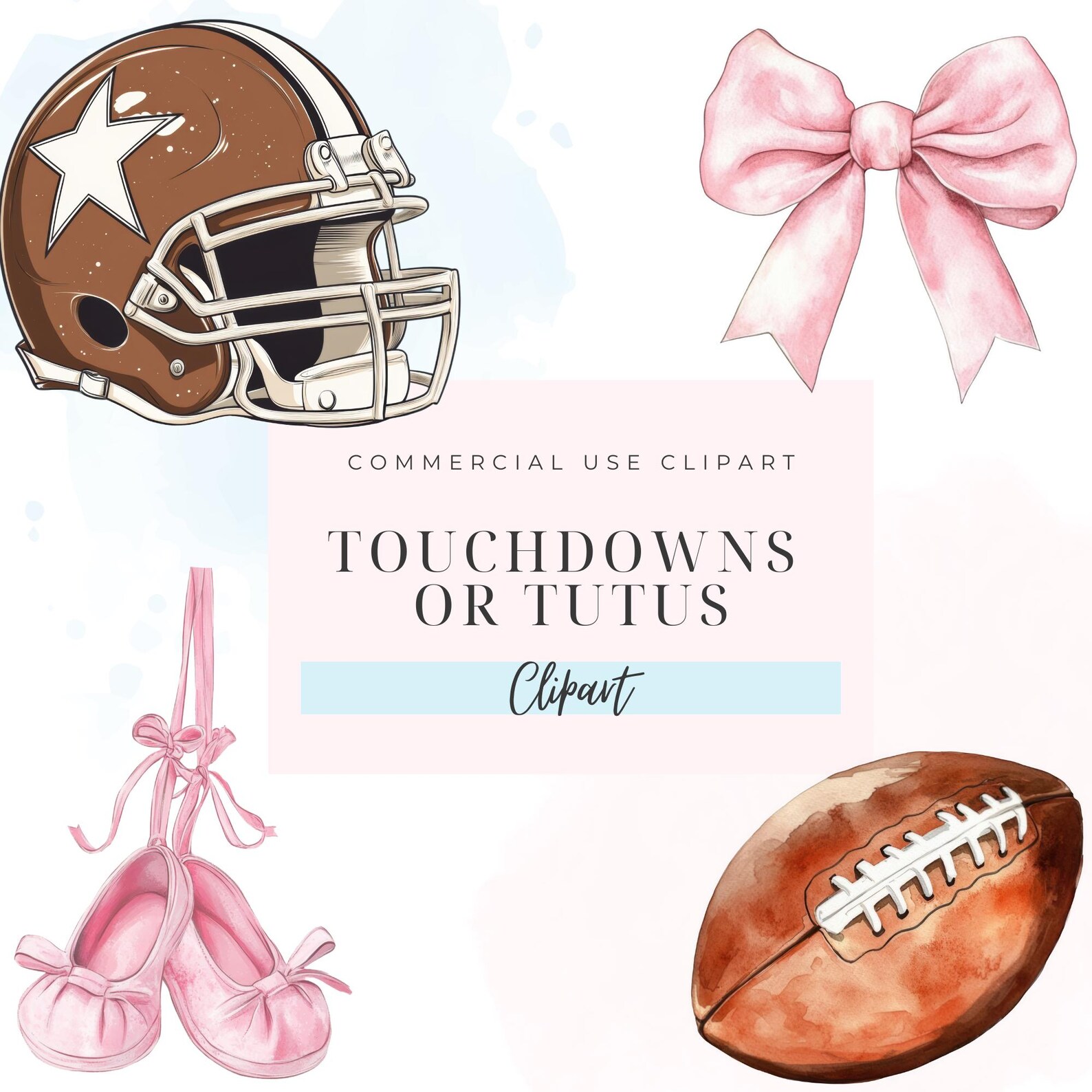 Touchdown or Tutus, Football and Tutus Clipart, Commercial Use, Digital ...