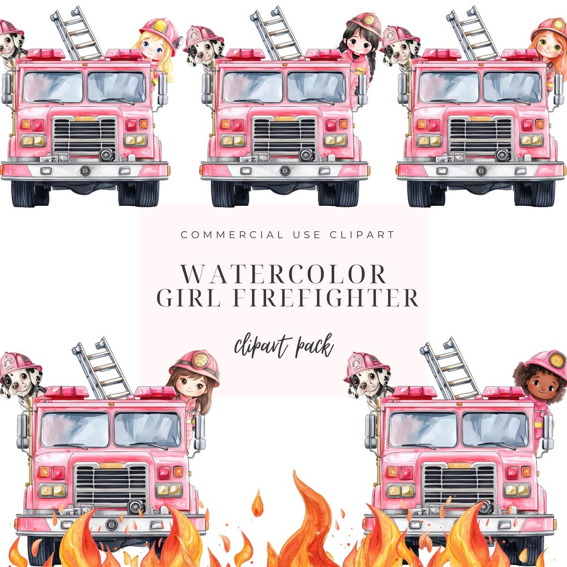 Firefighter Clipart, Firefighter Girl Png, Pink Fire Truck, Firefighter ...