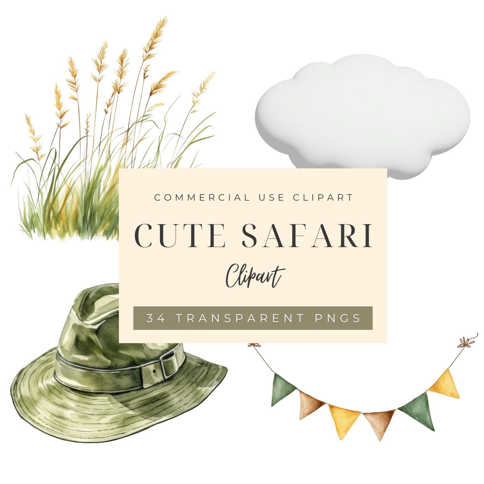 Safari Clipart, Safari Watercolor Clipart, Safari Animals, Jungle ...