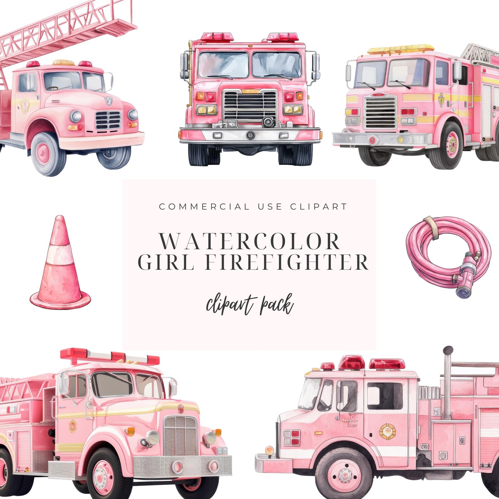 Firefighter Clipart, Firefighter Girl Png, Pink Fire Truck, Firefighter ...