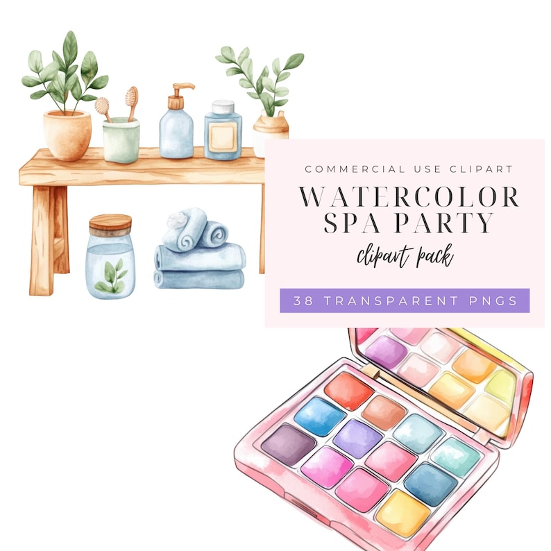 Spa Party Watercolor Clipart, Spa Clipart, Spa Day Clipart, Spa Girl ...