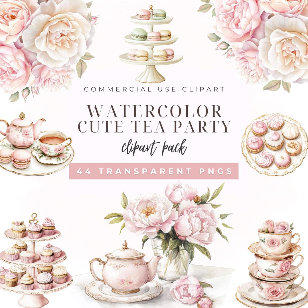 Tea Party Clipart, Victorian Tea Party, Teapot Clipart, Vintage Teapot ...