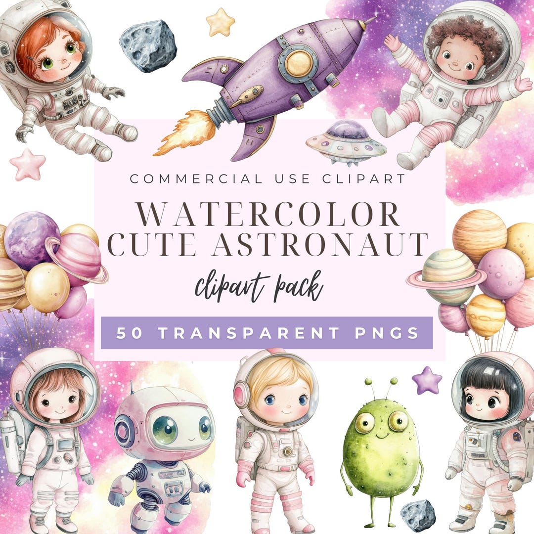 Pink Astronaut Clipart, Outer Space Clipart, Girl Astronaut, Cute ...