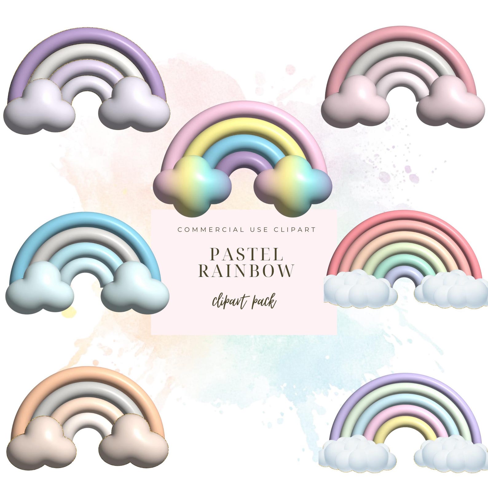 Rainbow Clipart, Pastel Rainbow Clipart, 3d Rainbow Clipart, Rainbow ...