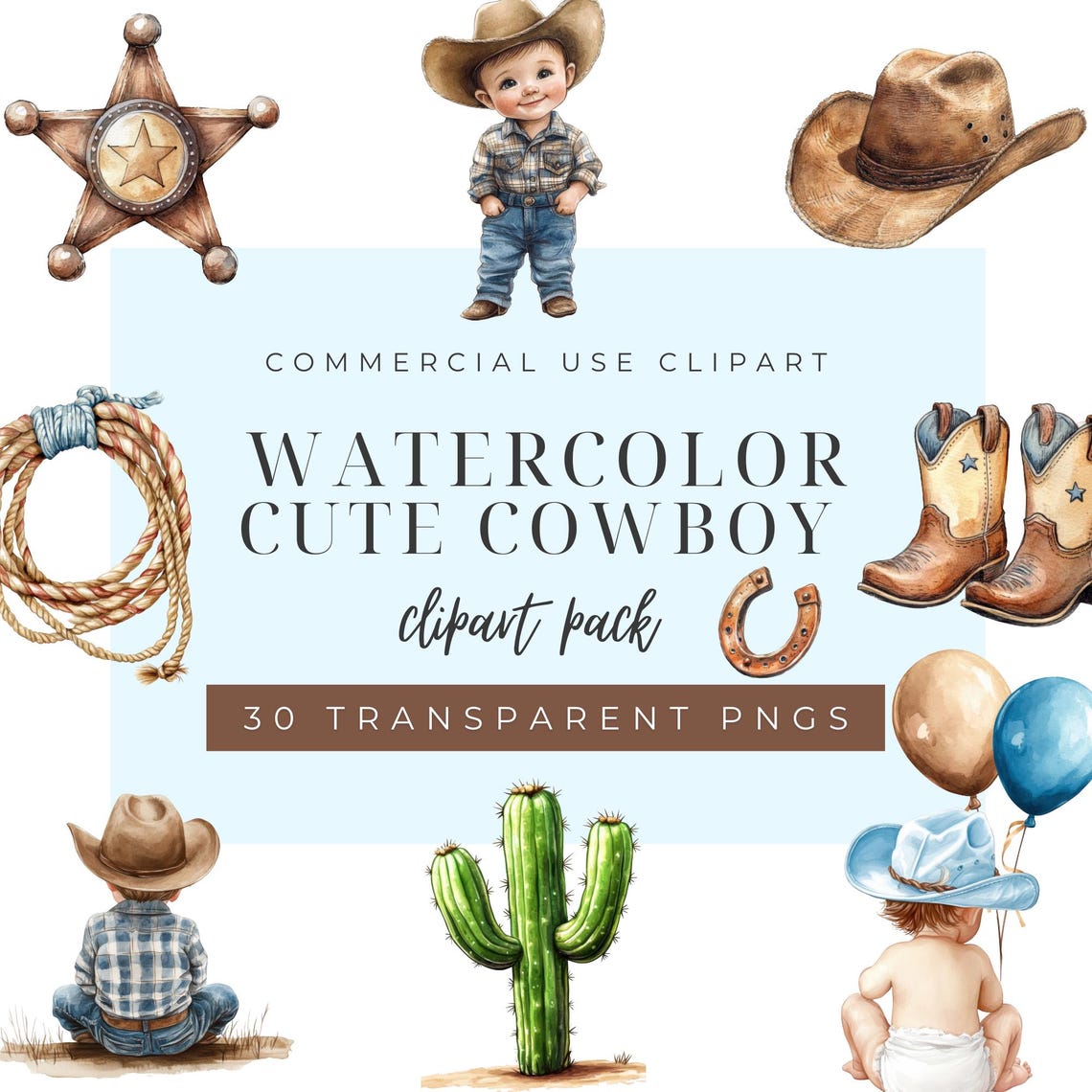 Watercolor Cowboy Baby Clipart, Nursery Decor, Nursery Wall Art, Cowboy ...