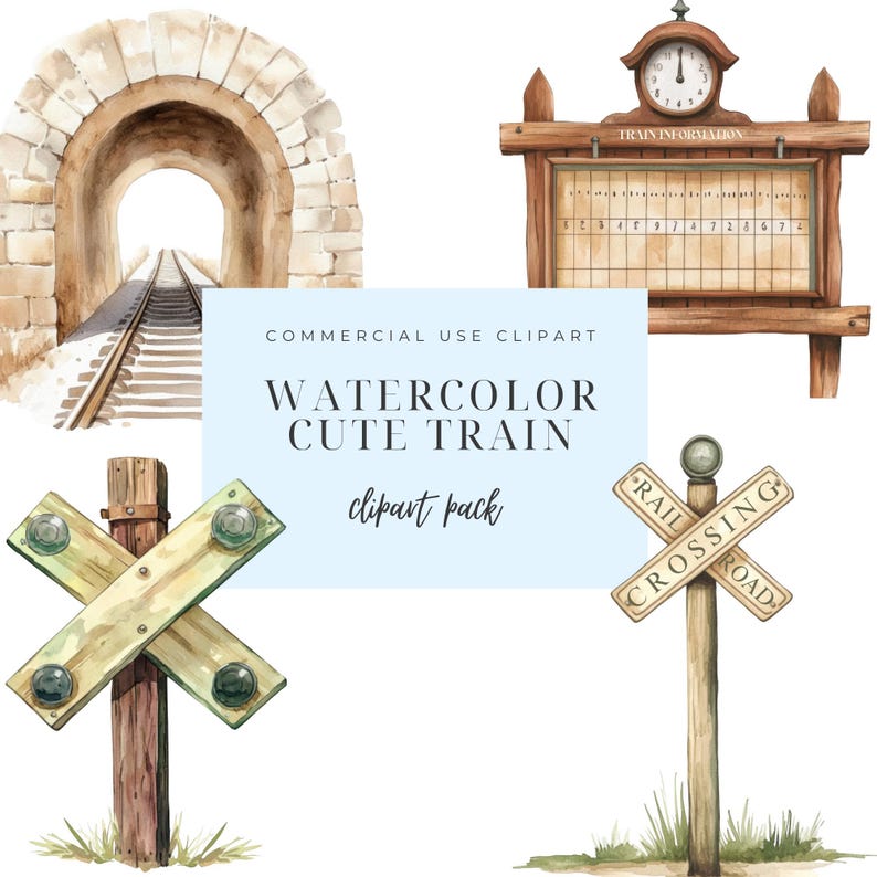 Train Clipart, Train Watercolor , Baby Boy Watercolor Clipart, Train ...