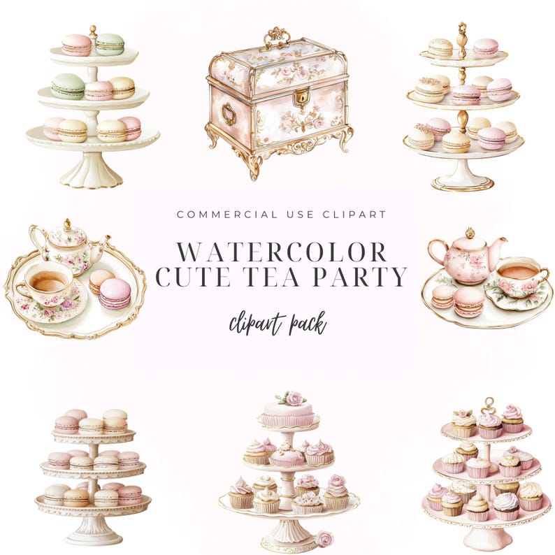 Tea Party Clipart, Victorian Tea Party, Teapot Clipart, Vintage Teapot ...