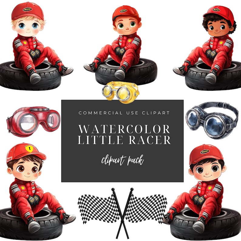 Racing Clipart, Race Car Clipart, Vintage Racing, Watercolor Cars, Red ...