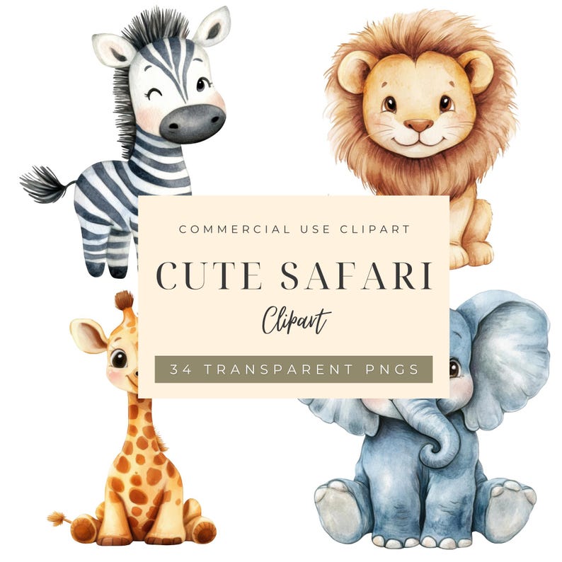 Safari Clipart, Safari Watercolor Clipart, Safari Animals, Jungle ...