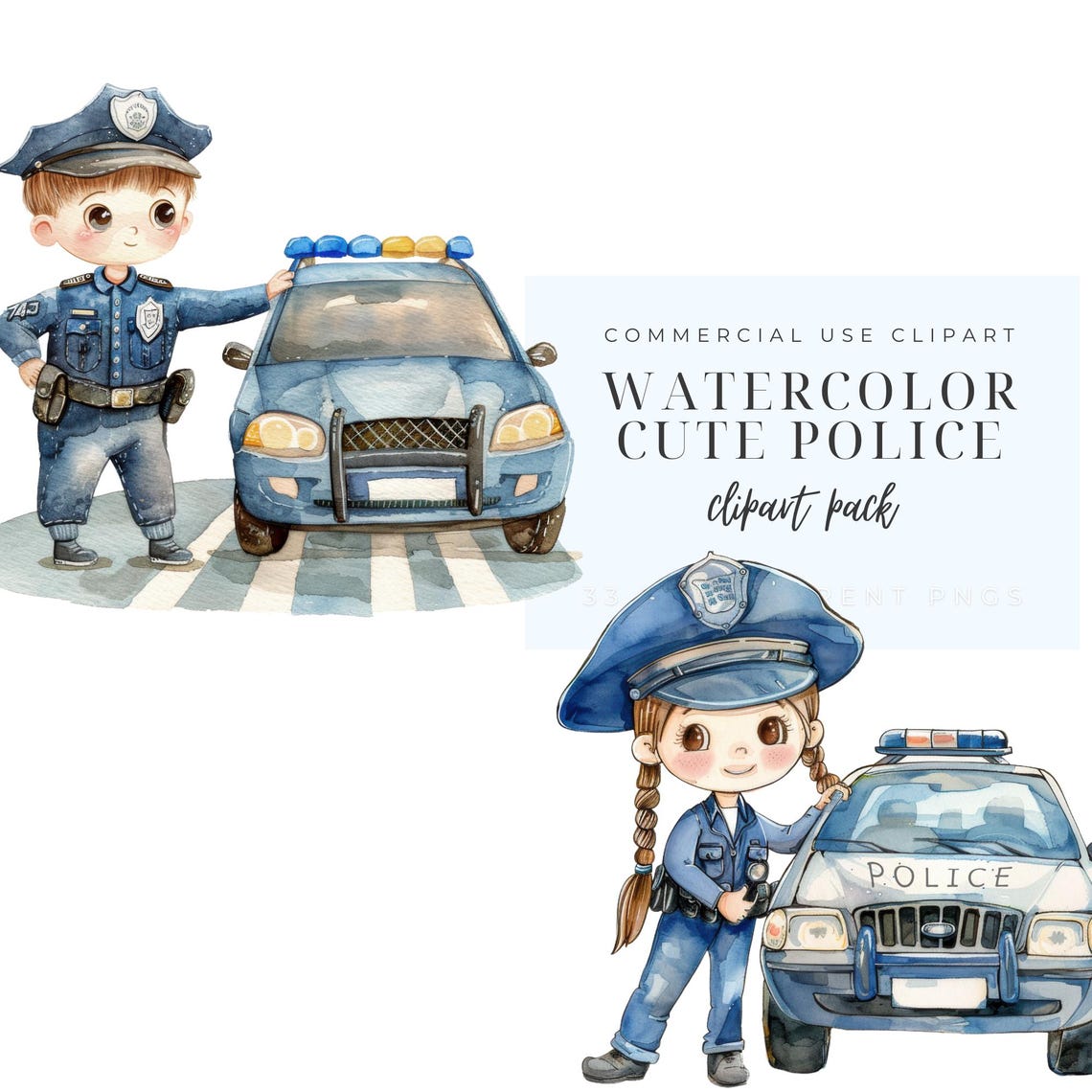 Police Clipart, Watercolor Police Clipart, Police Department, Police ...
