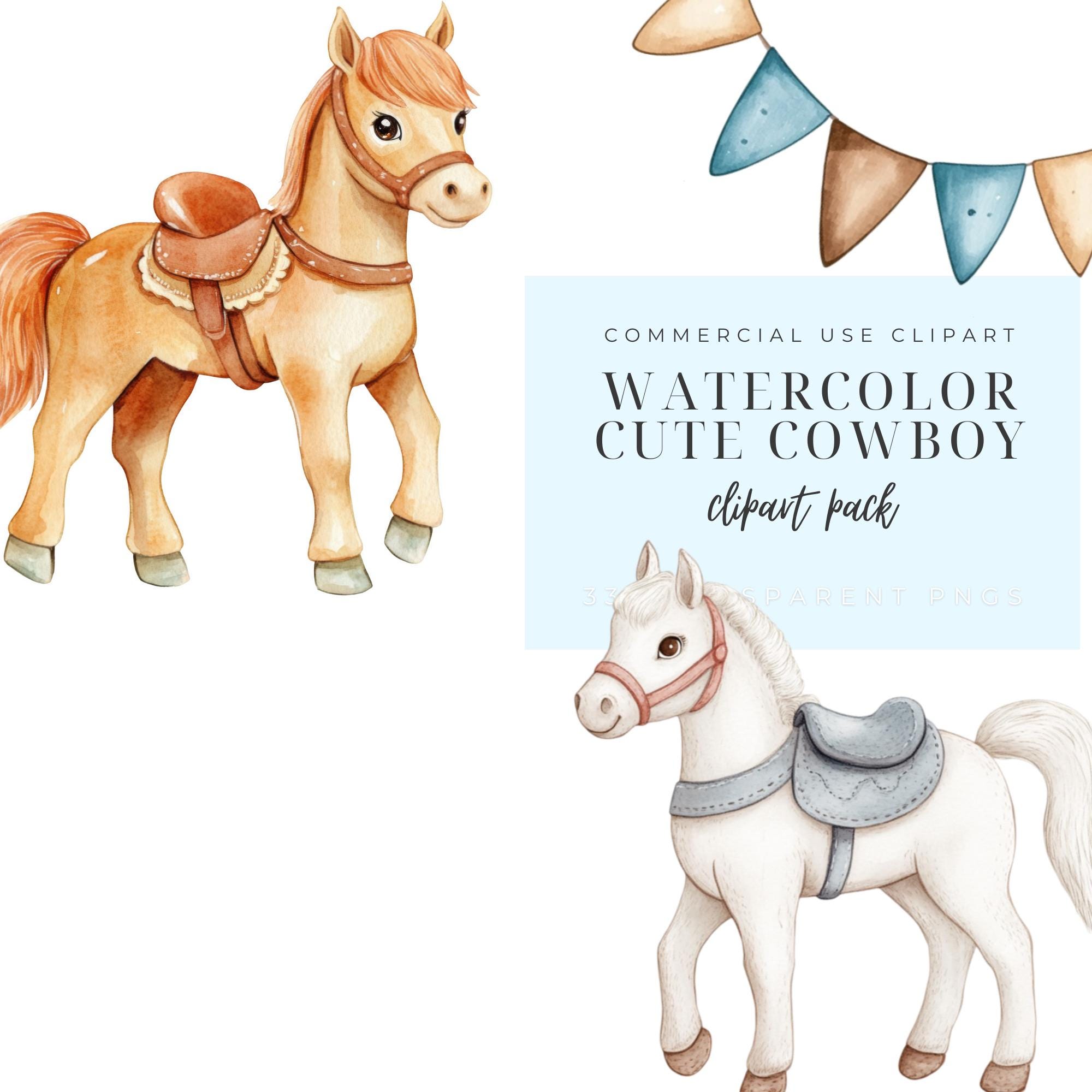 Watercolor Cowboy Baby Clipart, Nursery Decor, Nursery Wall Art, Cowboy ...