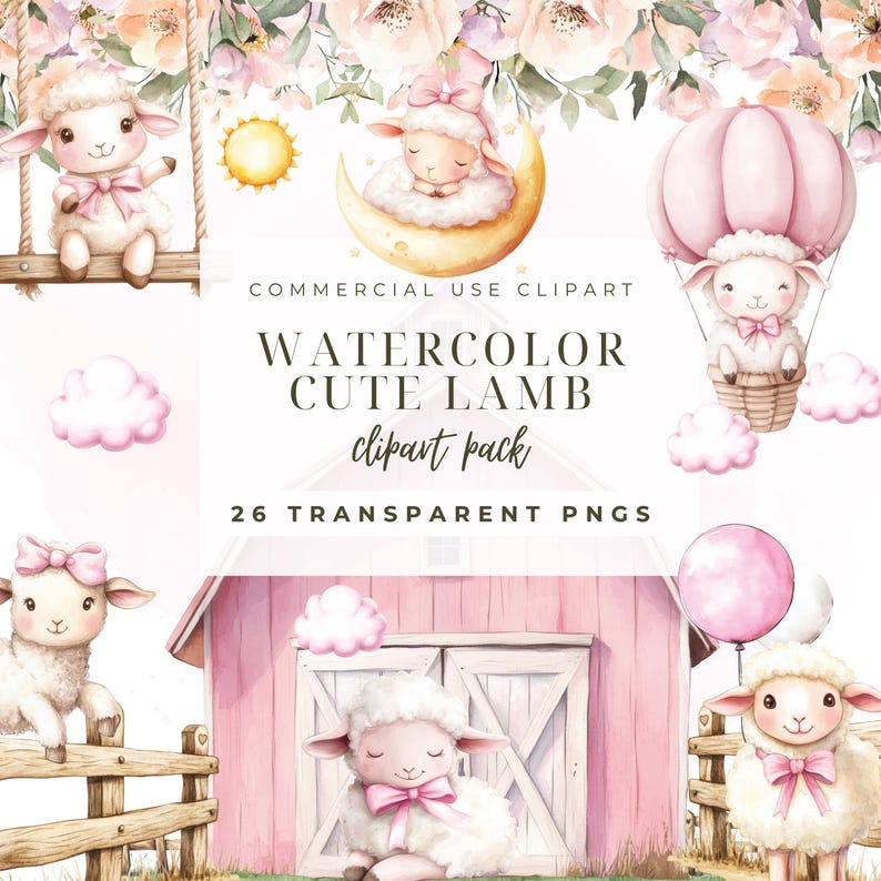 Lamb Clipart, Cute Lamb Png, Lamb Clip Art, Lamb Nursery Watercolor ...