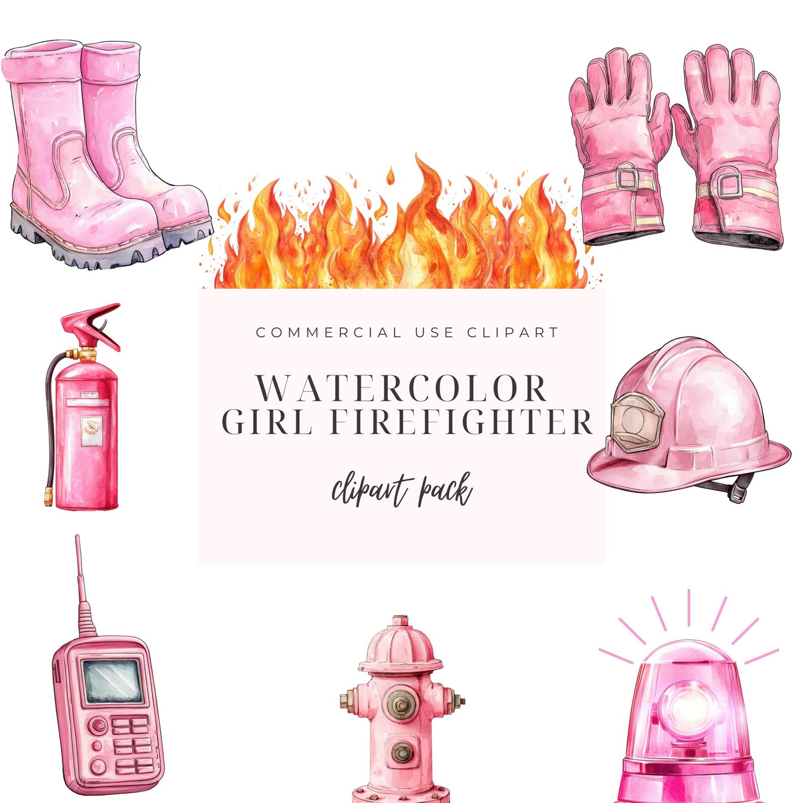 Firefighter Clipart, Firefighter Girl Png, Pink Fire Truck, Firefighter ...