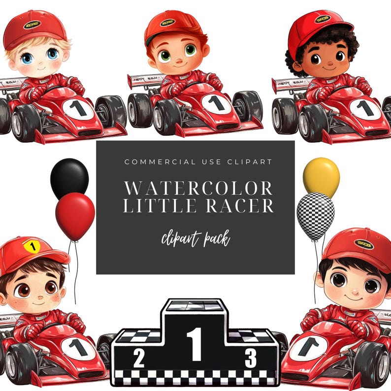 Racing Clipart, Race Car Clipart, Vintage Racing, Watercolor Cars, Red ...