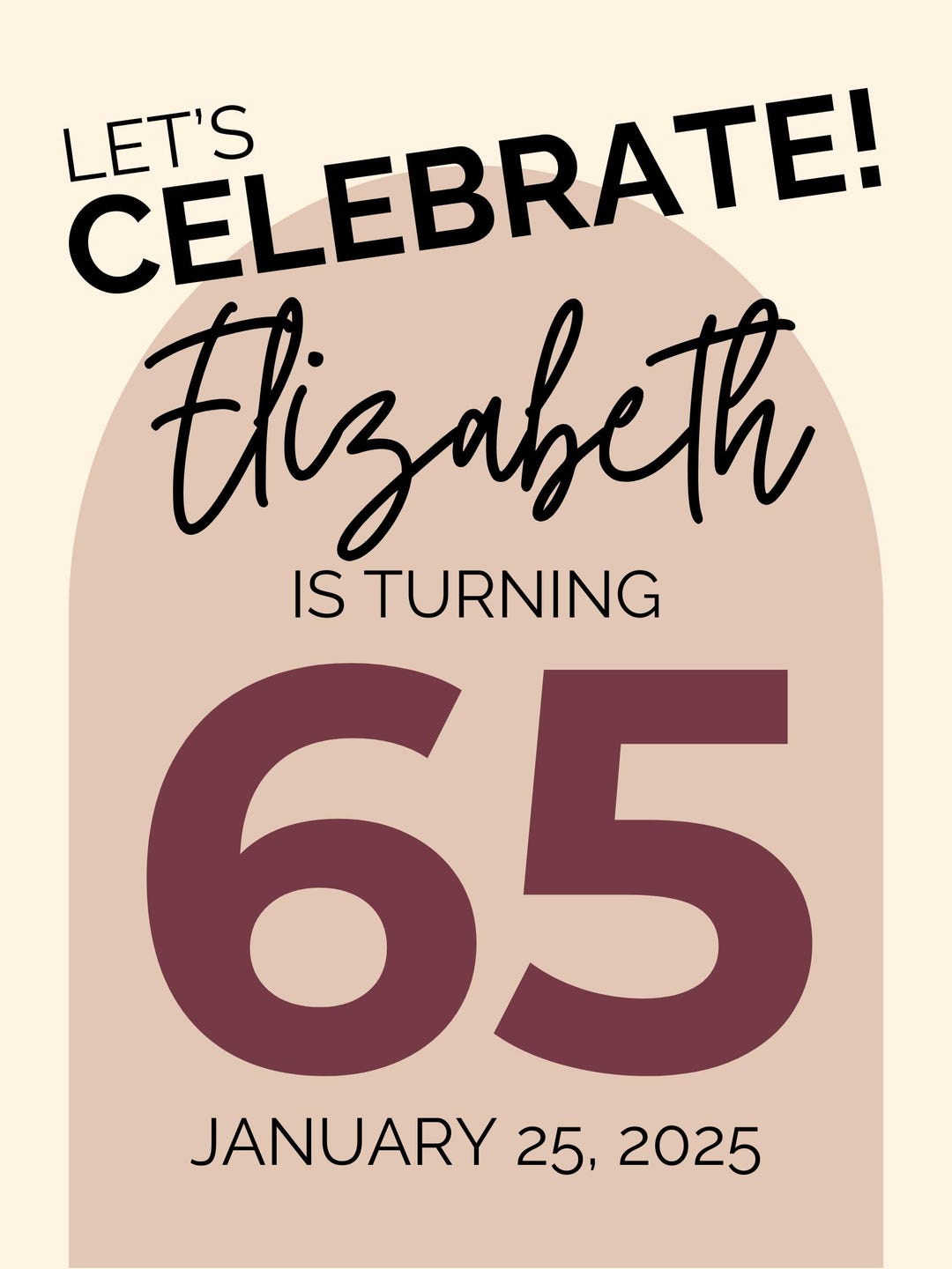 Let's Celebrate! 65th Birthday Welcome Sign, Editable 65 Birthday Party ...