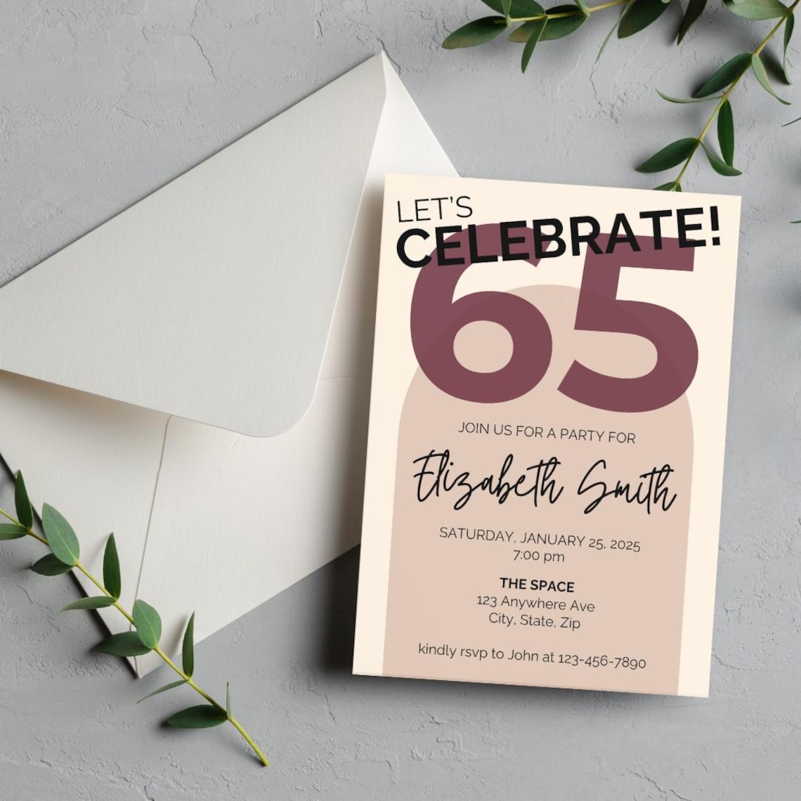 Let's Celebrate! 65th Birthday Invitation, Editable 65 Birthday ...