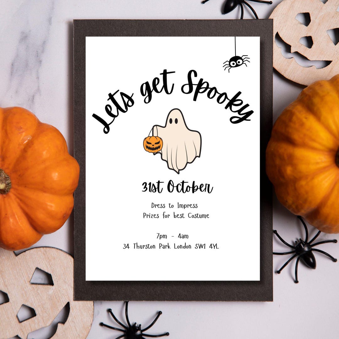 Charming Ghost Halloween Invitation Spooky & Cute Printable Party ...