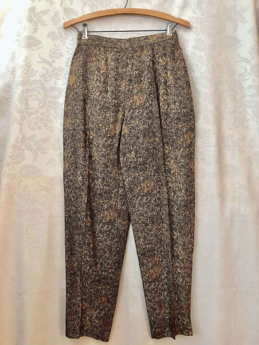 Silk Pants Reptile Print High Waist Size 4 Petite Dana Buchman Vintage ...