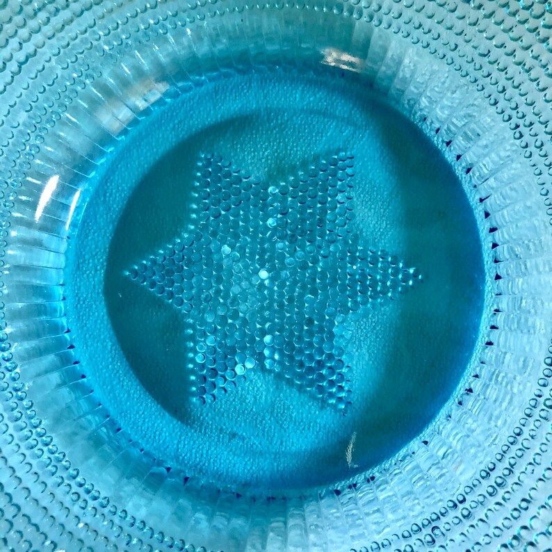 Blue Depression Glass Plate Star Pattern Beaded Hobnail Vintage 60s - Etsy
