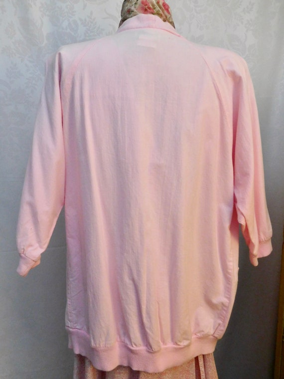 80s Oversize Boxy Blazer Pink Cotton with Ribbed Bord… - Gem