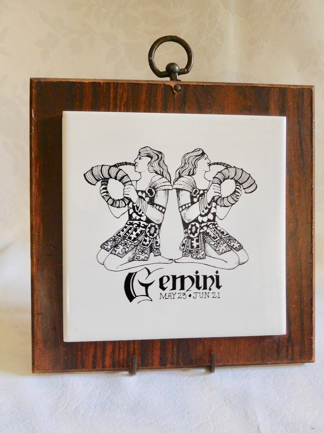 Gemini Ceramic Tile Plaque the Twins Astrology Sign Wall Hanging Trivet ...