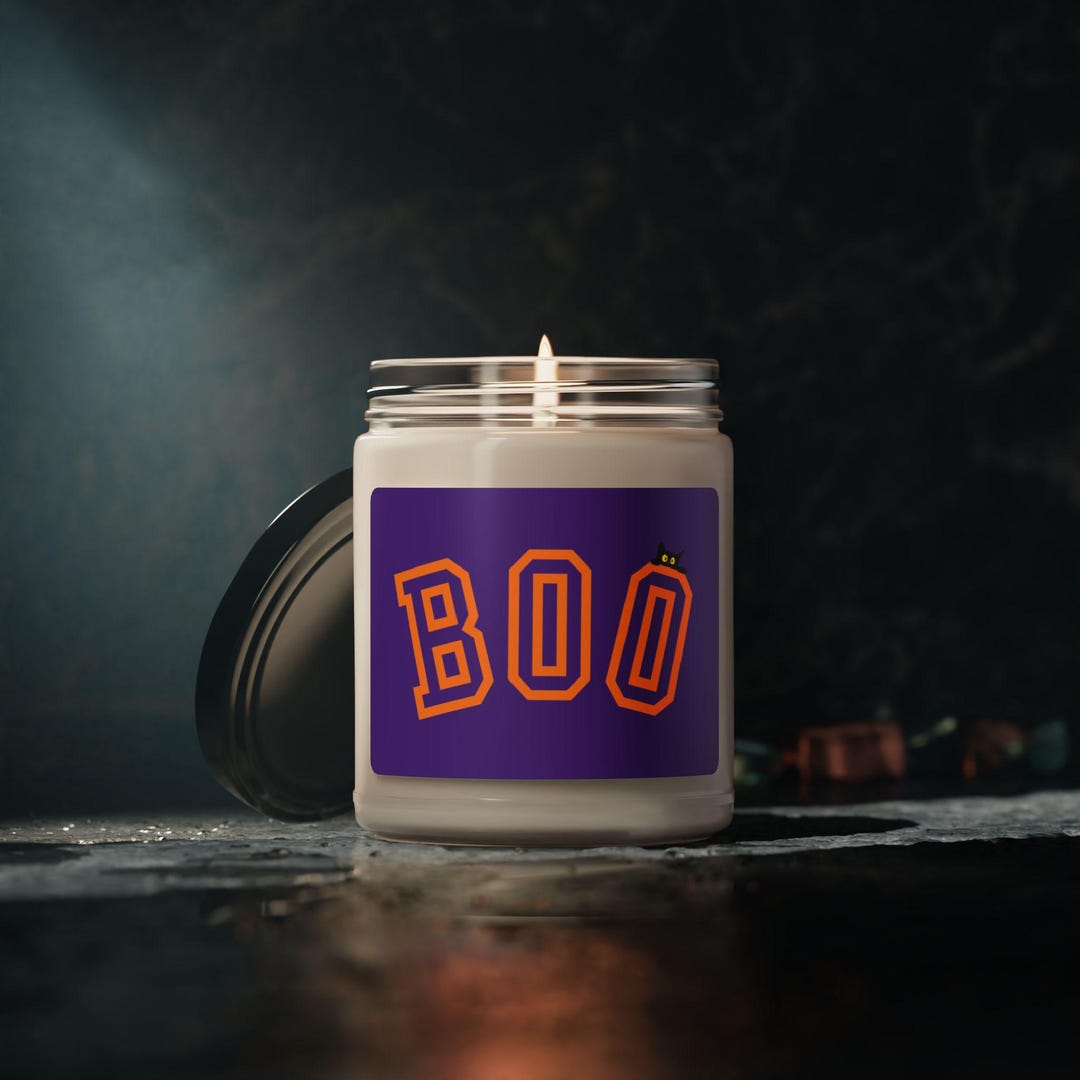 Boo University Letters With Black Cat Halloween Scented Soy Candle, 9oz ...