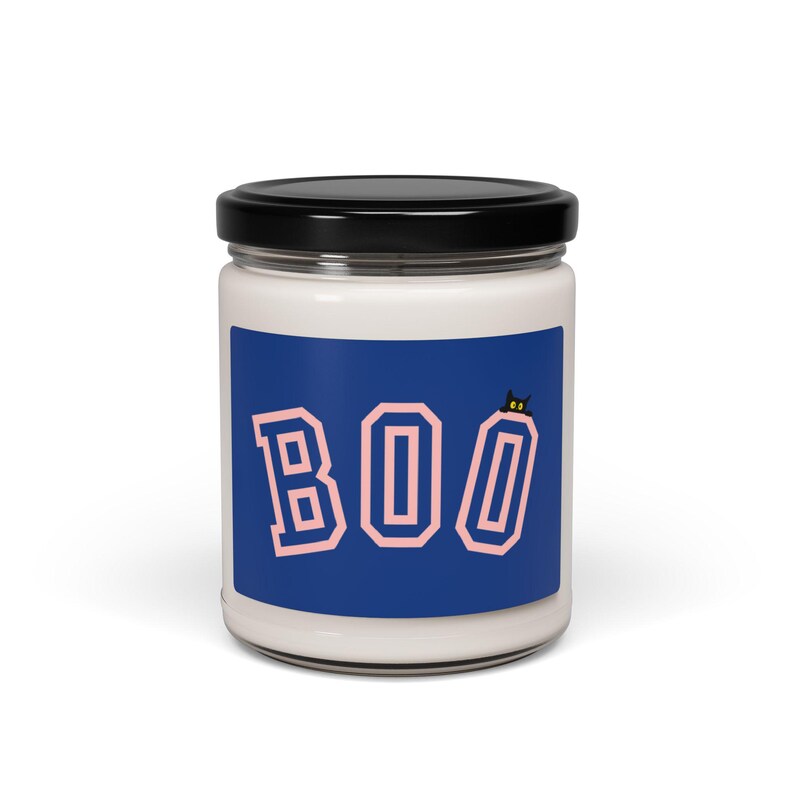 Boo University Letters With Black Cat Halloween Scented Soy Candle, 9oz ...
