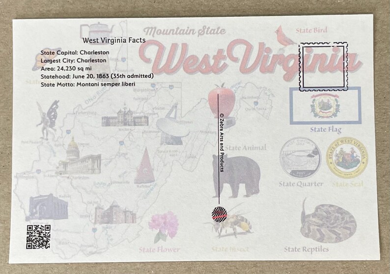 New Postcard 4x6 West Virginia State Map USA 50 States Map Series - Etsy