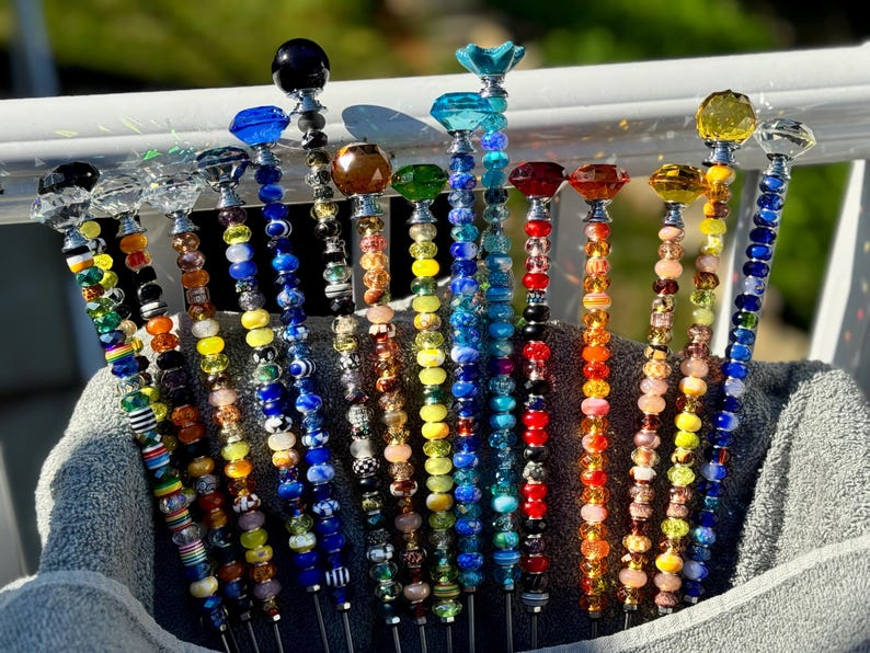Beaded Garden Stake, Fairy Wands, Sun-catcher Garden Stake, Garden ...