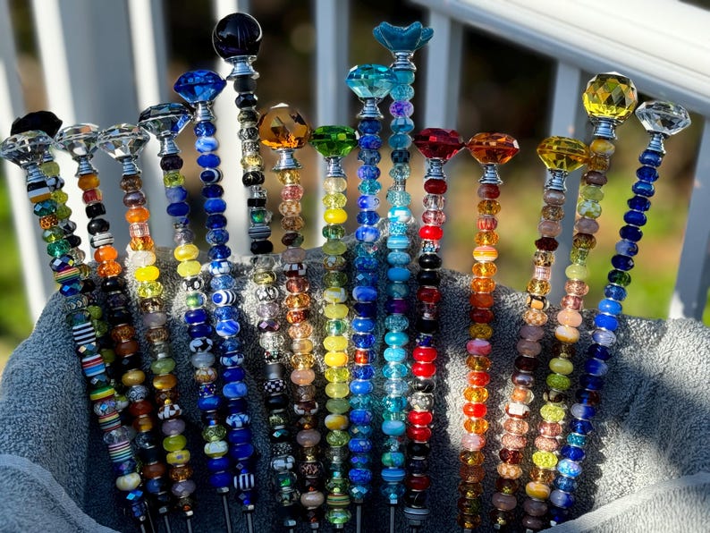Beaded Garden Stake, Fairy Wands, Sun-catcher Garden Stake, Garden ...