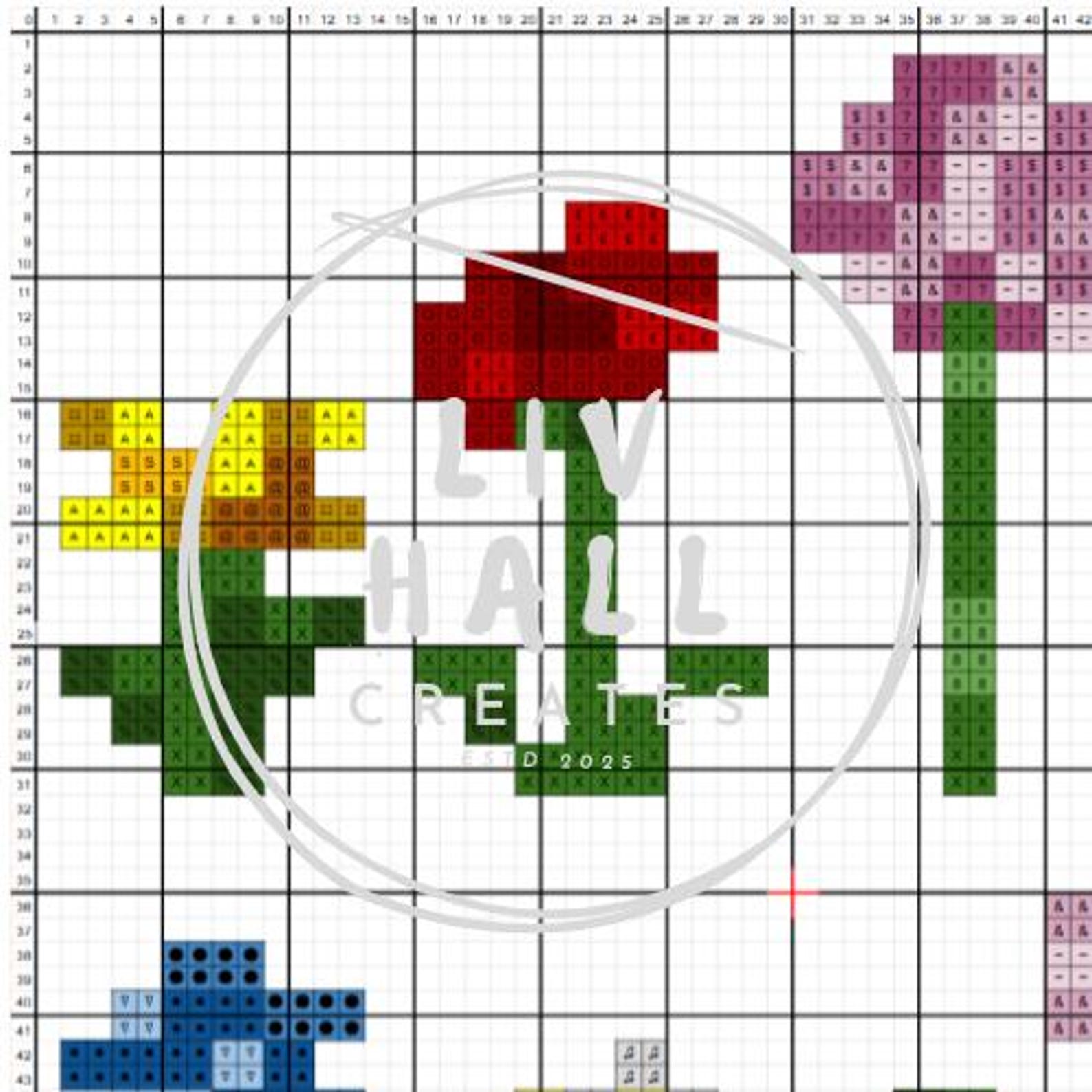 Minecraft Flowers Cross Stitch Pattern - DIGITAL DOWNLOAD ONLY - Etsy