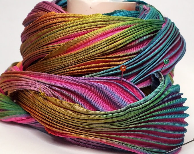 1/2 Yd Shibori Ribbon Hand Dyed Silk Ribbon Dark Tropical Pink Shibori ...