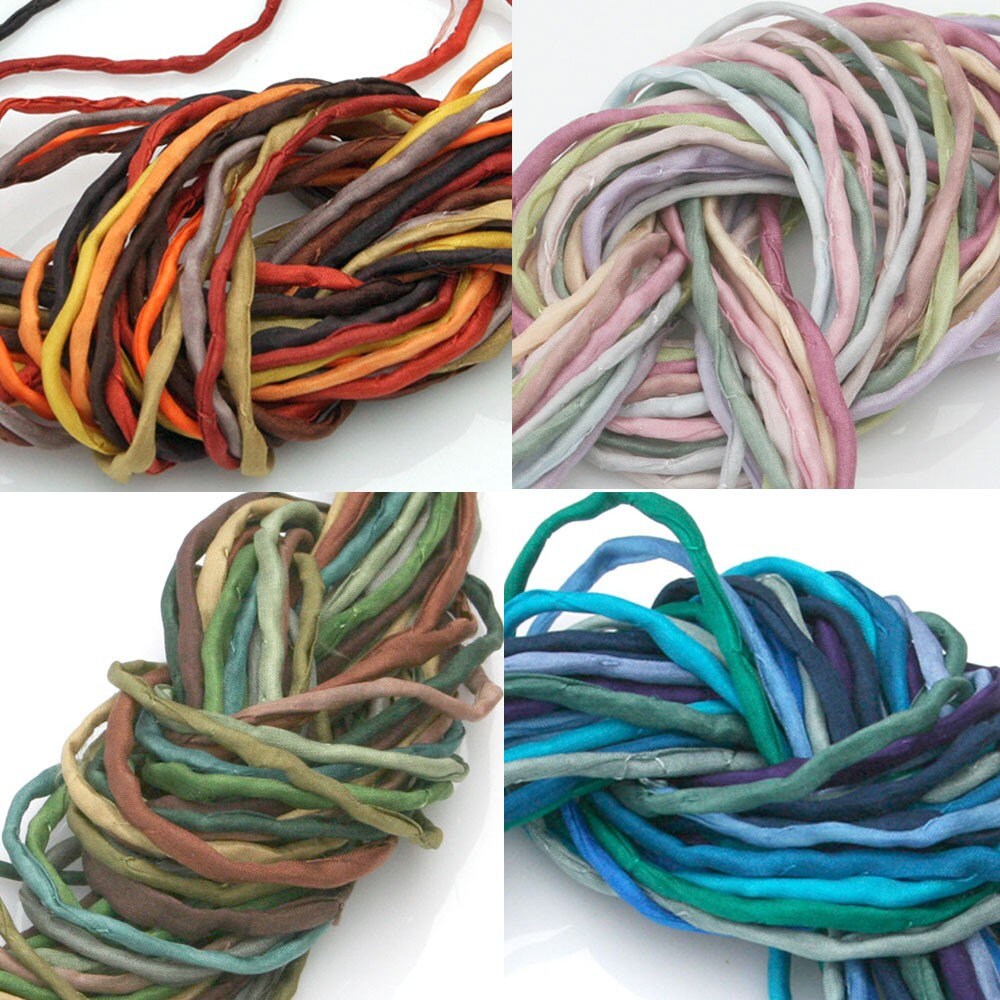 5 Ea Silk Strings Hand Dyed Necklace Cord 2/3mm Silk Strings Pick Your ...