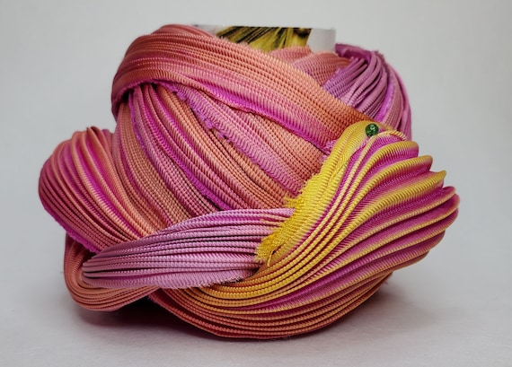 1 Yd Shibori Ribbon Hand Dyed Silk Ribbon Tropical Pink Sunset - Etsy