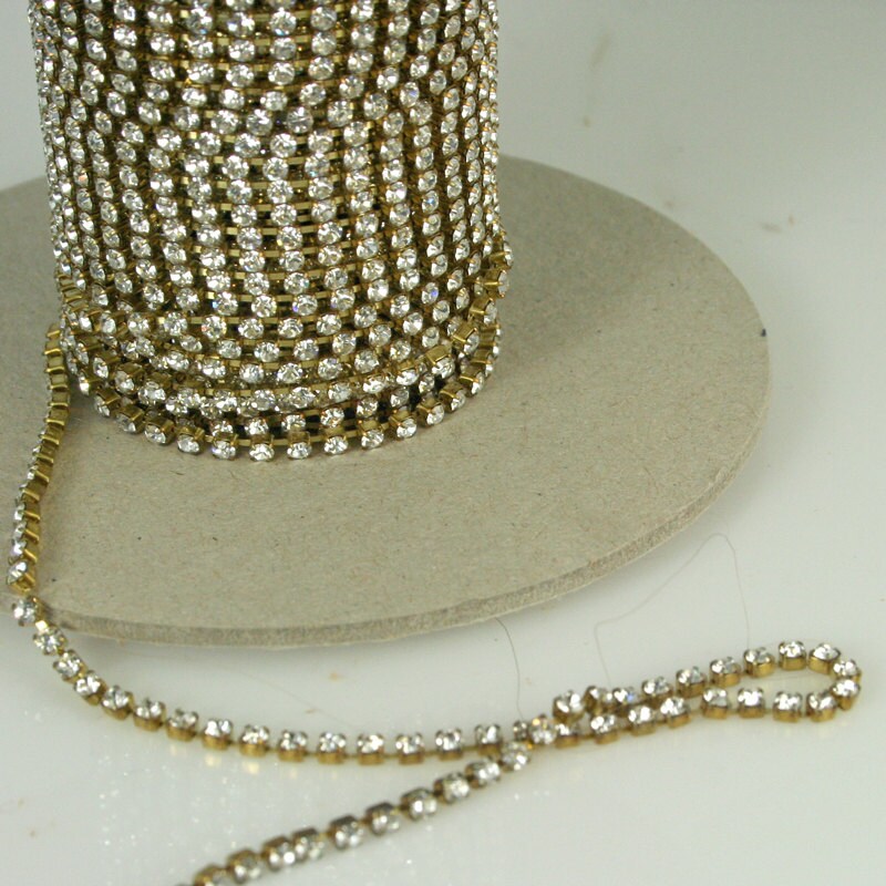 1 Ft Czech Crystal Rhinestone Chain 18pp Raw Brass Setting - Etsy