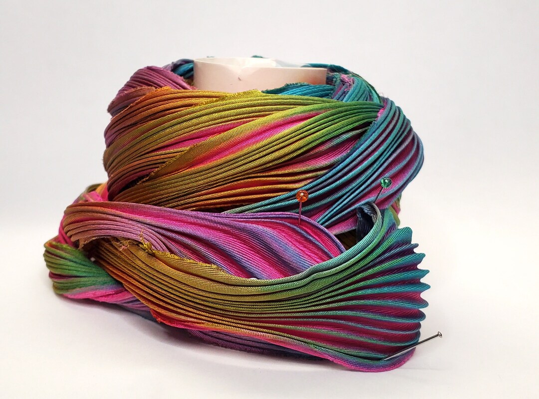 1/2 Yd Shibori Ribbon Hand Dyed Silk Ribbon Dark Tropical Pink Shibori ...