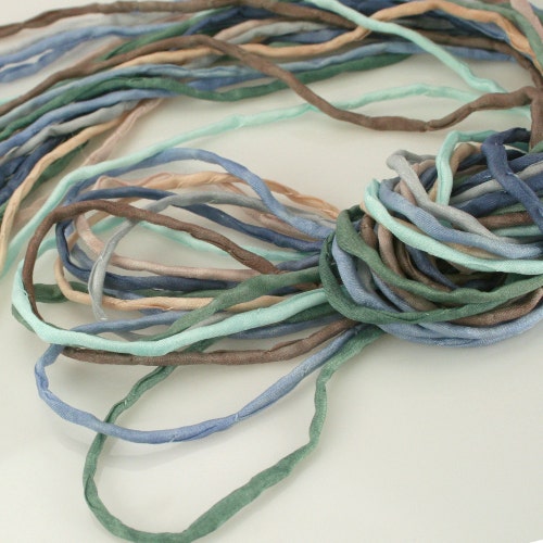 Silk Strings for Jewelry Making 10 Ea 2mm Silk Cord Greens | Etsy