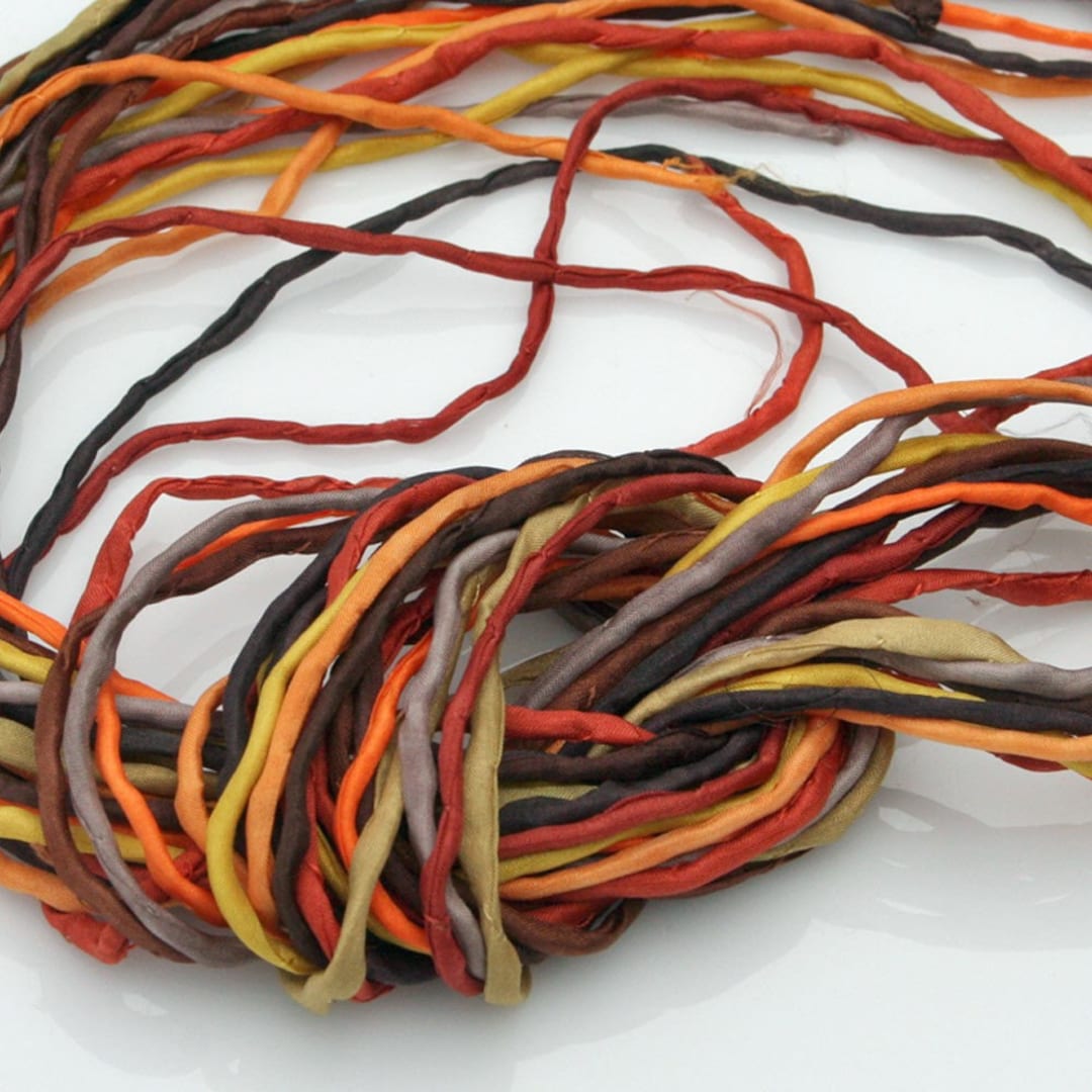 Silk Necklace Cords 10 Ea 2mm Silk Strings Warm Toned Bundle Hand Dyed ...