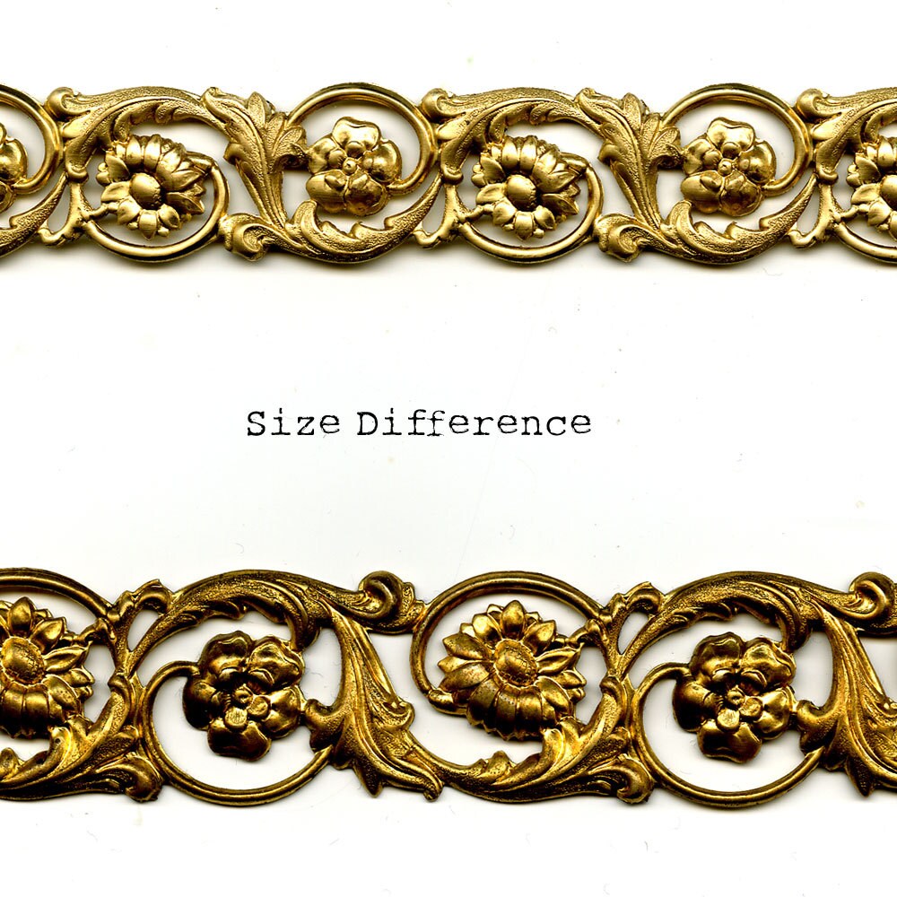 6" Brass Banding - Scrolling Leaves With Flowers Metal Banding 1 ...