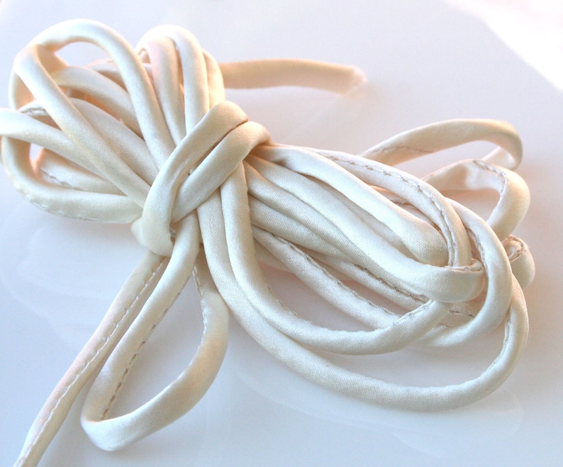 3 Yds 1/4" Silk Cord CHOOSE: Optic White, off White, Ivory, Dk Ivory or ...