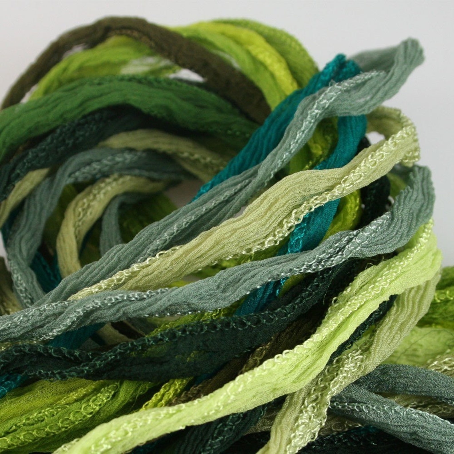 5 Ea Green Silk Fairy Ribbon Hand Dyed Pick Your Colors - Etsy