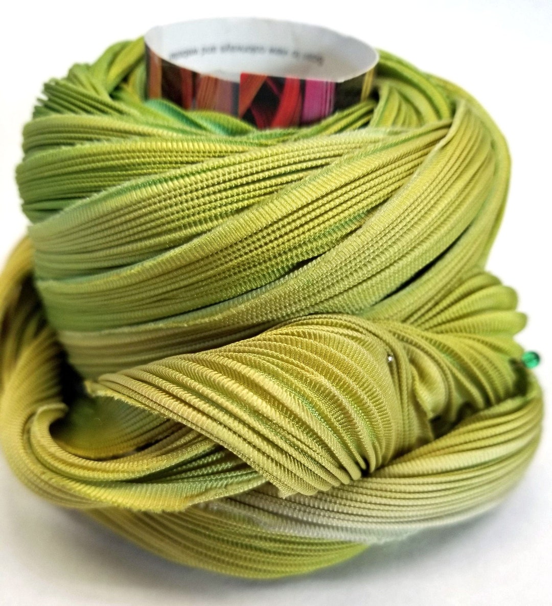 1 Yd Shibori Ribbon Mossy Ivory Hand Dyed Shibori Silk Ribbon Shibori ...