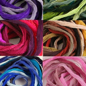 6 Pcs Fairy Ribbons Pick Any Colors Silk Jewelry Cords Hand Dyed ...