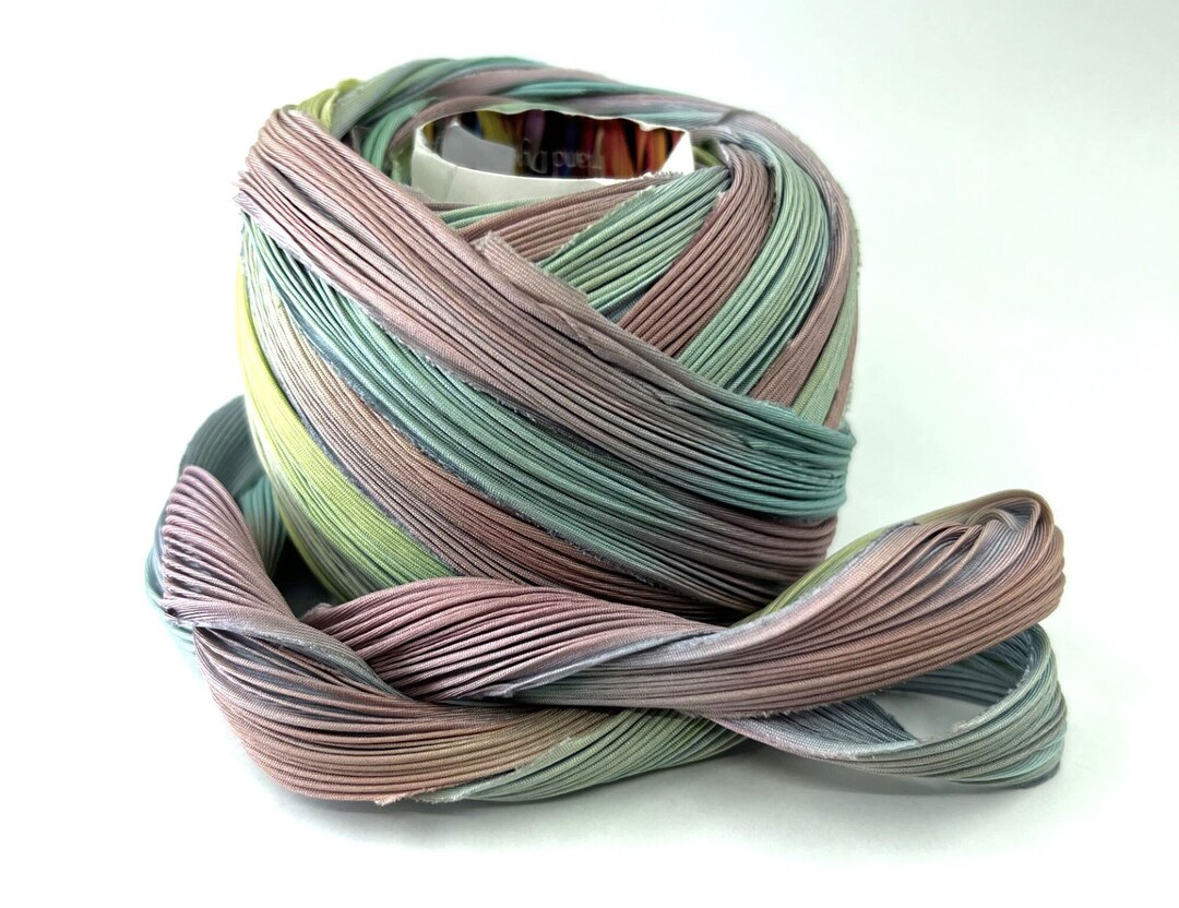 1 Yd Silk Ribbon Shibori Girls Hand Dyed Silk Ribbon Silver Lining Bor ...
