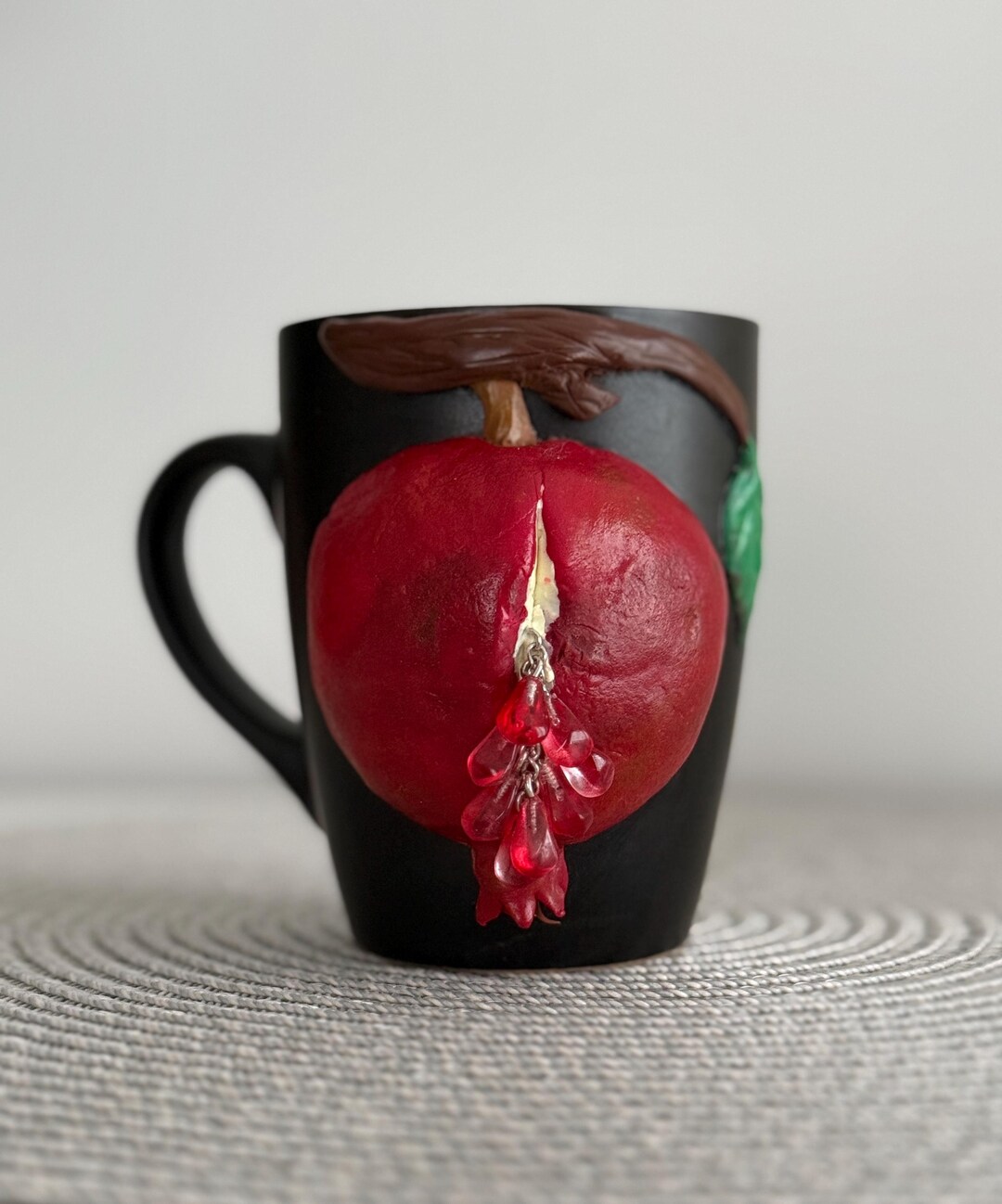 Mug Pomegranate Polymer Clay+ Resin Seeds 330ml - Etsy