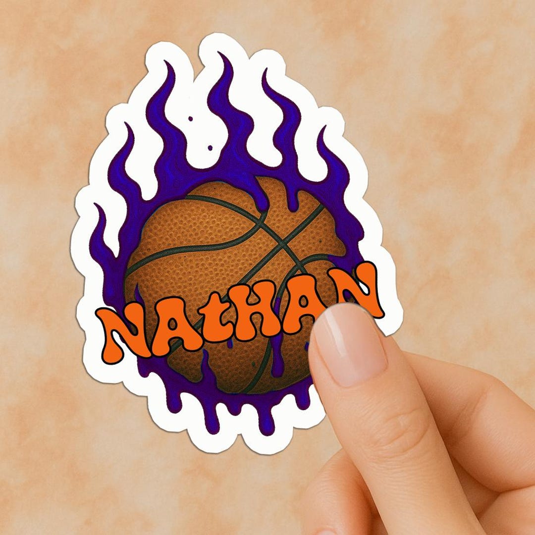 Slime Flame Basketball Nameplate Sticker: Custom Vinyl Decal - Etsy