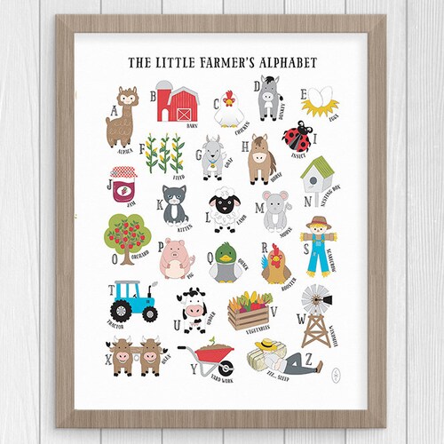 Farm Alphabet Nursery Print Farm ABC Wall Art Farm Alphabet - Etsy