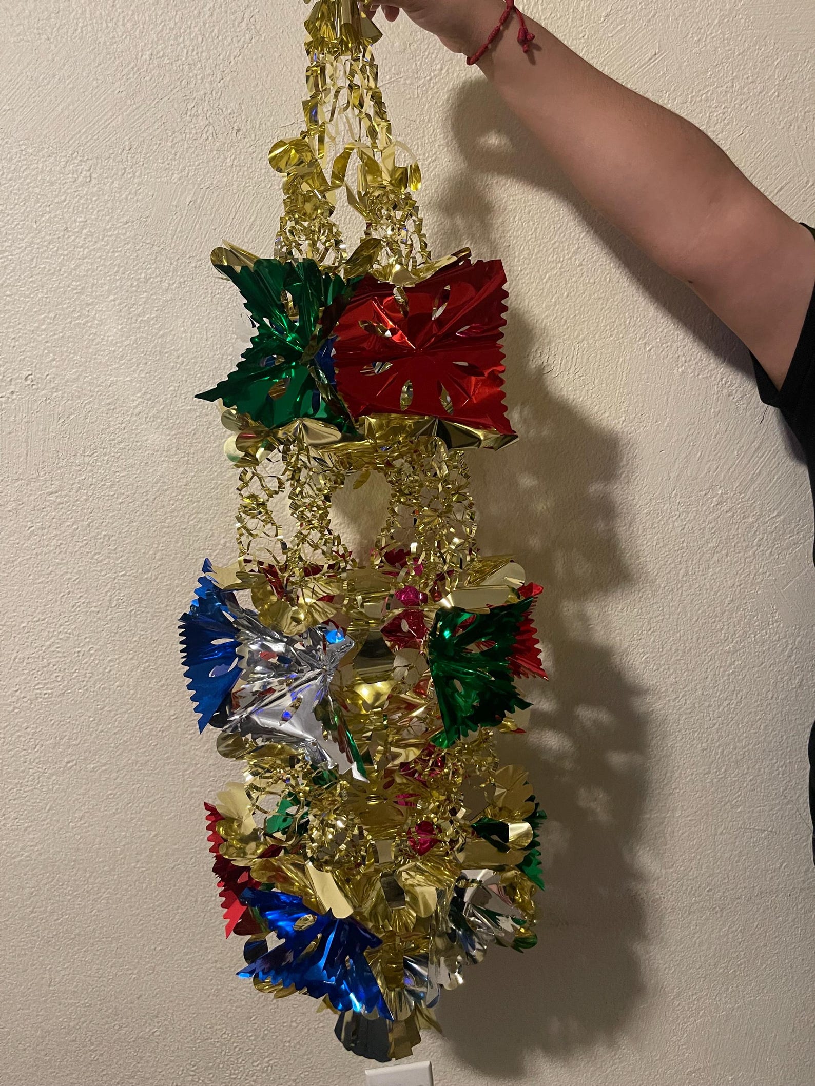 Mexican Vintage Tinsel Foil Posada Chandelier Decoration. Mexican ...